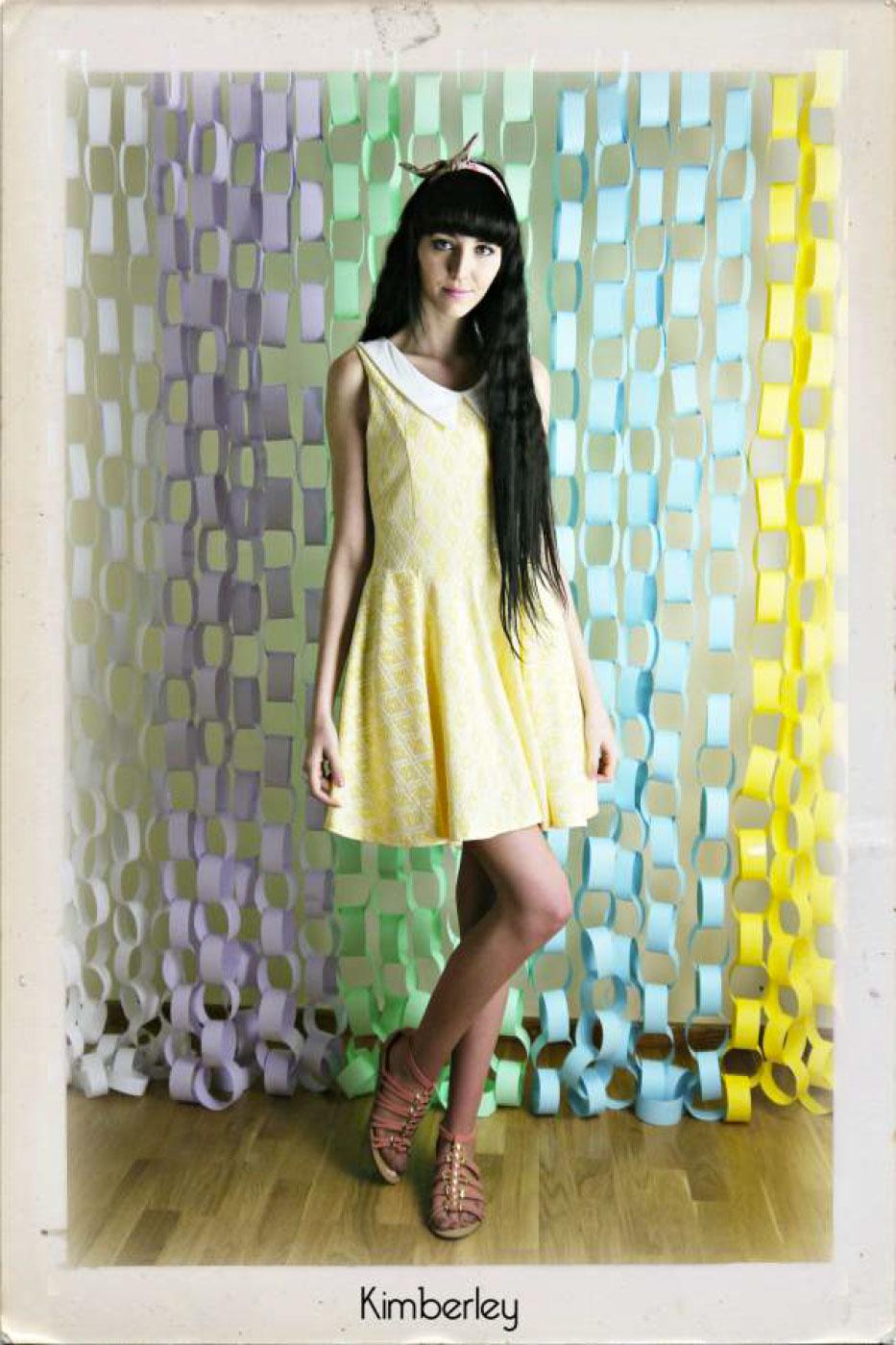 LOVESTRUCK Kimberly Retro 60s Mod Lace Overlay Dress in Yellow