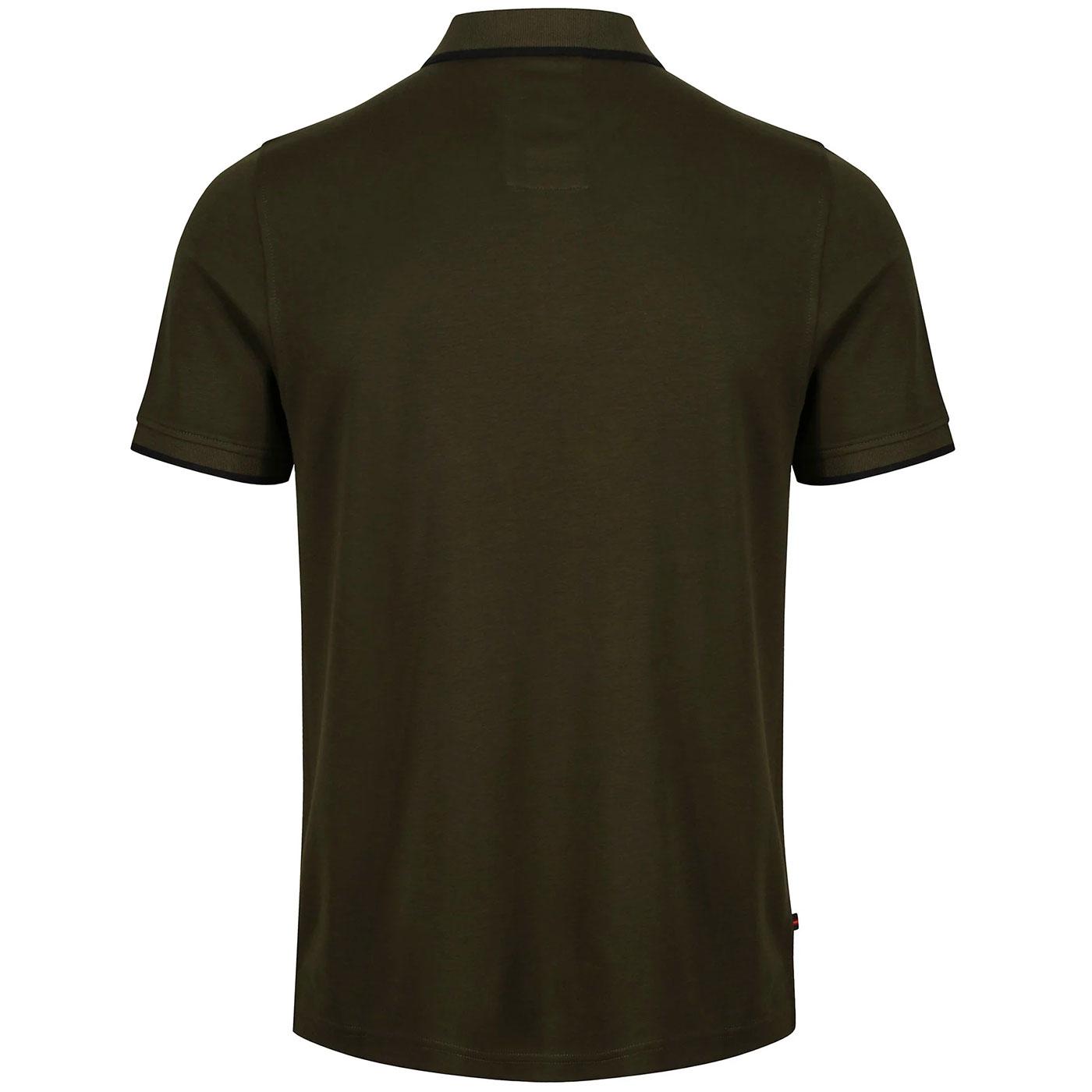 Luke Essentials Meadtastic Retro Sports Tipped Polo Dark Green