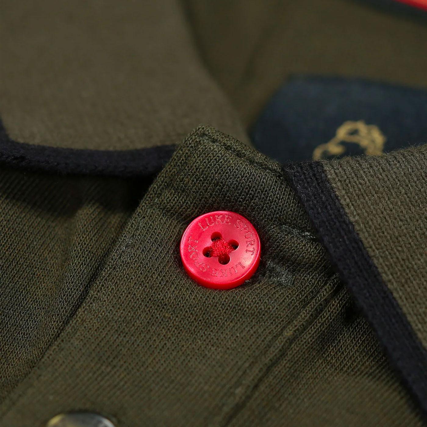 Luke Essentials Meadtastic Retro Sports Tipped Polo Dark Green