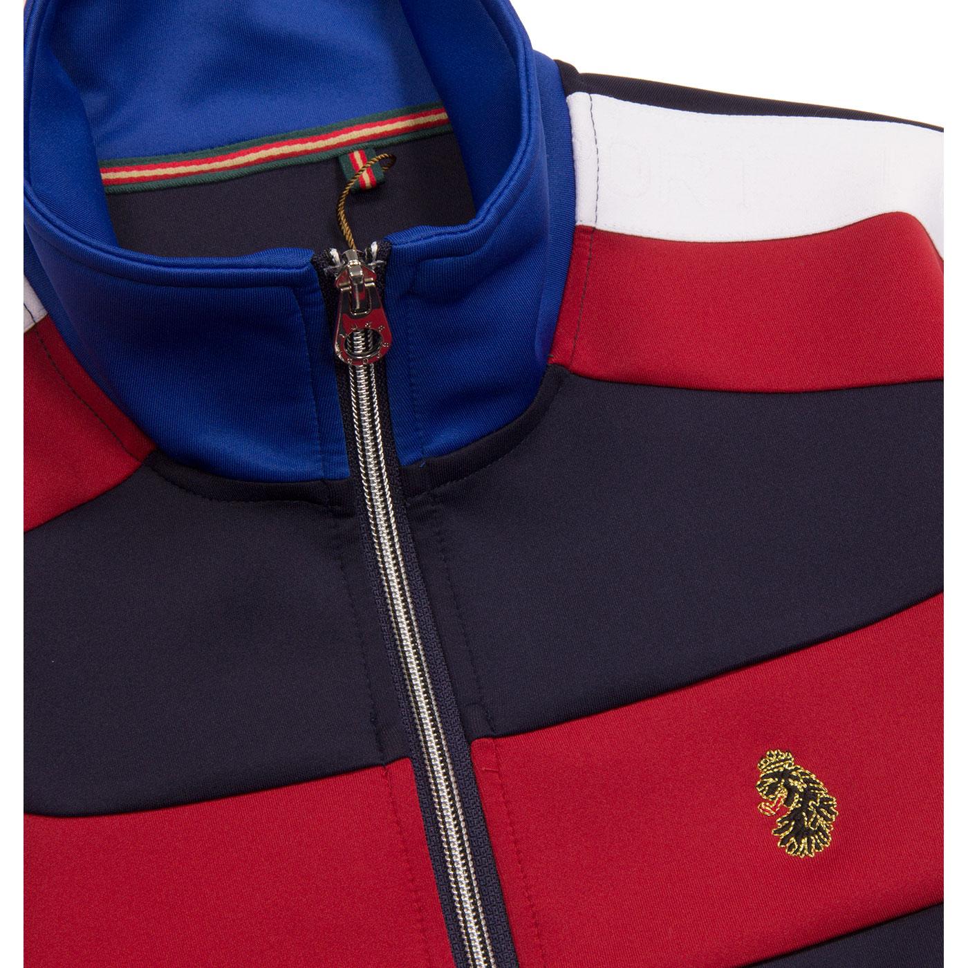 LUKE 'Rethorpes' Retro colour Block Panel Track Top in Navy