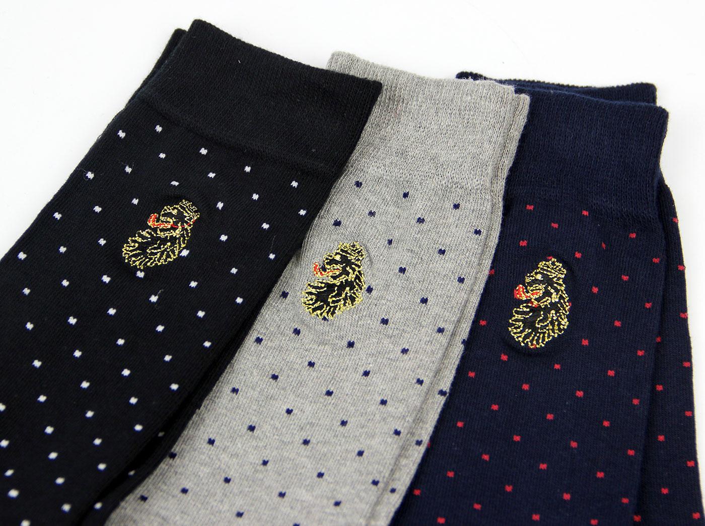 LUKE 1977 Dipper 3 Pack Assorted Pin Dot Socks Multi Colour