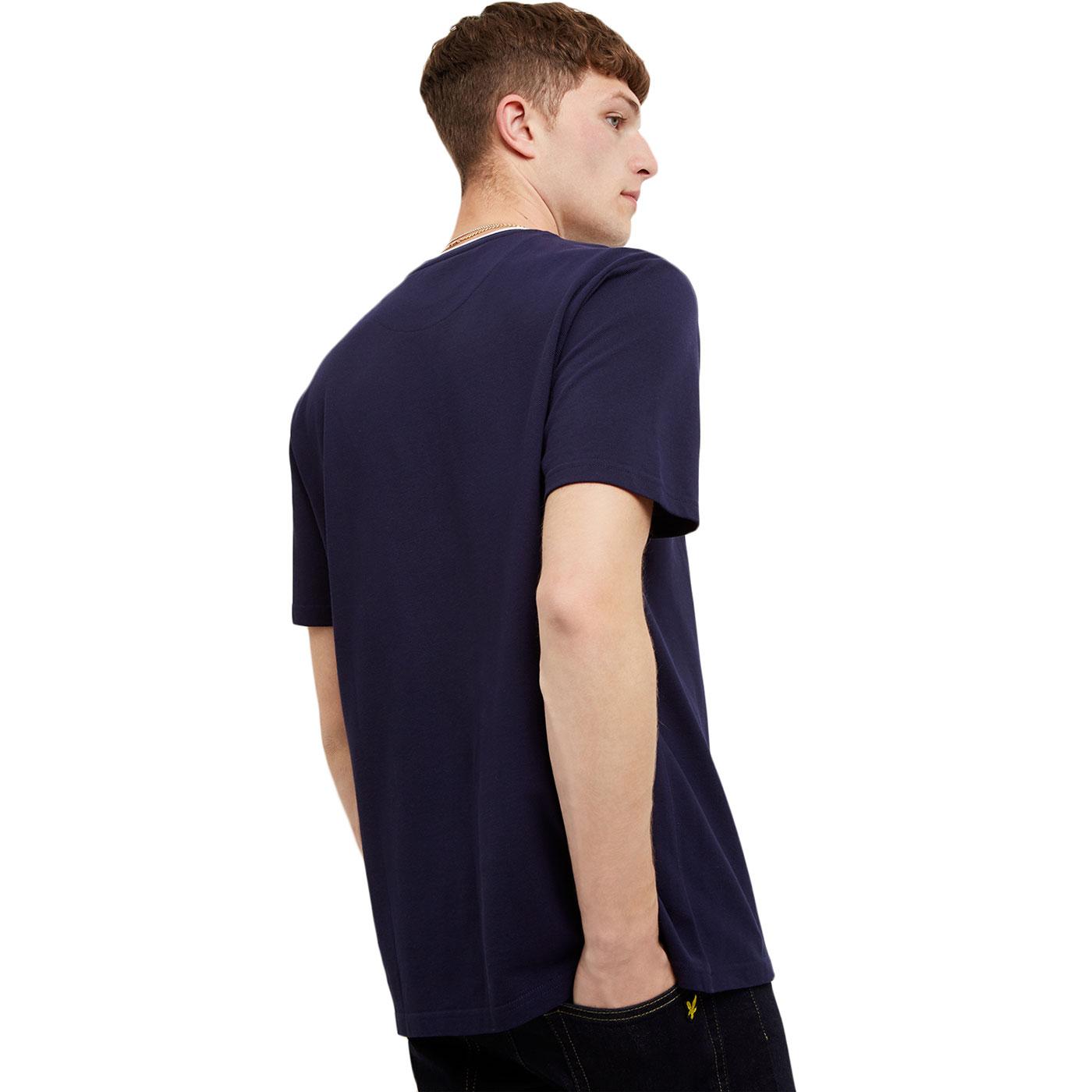 LYKE & SCOTT Retro Casuals Eagle Logo Pique Tee in Navy