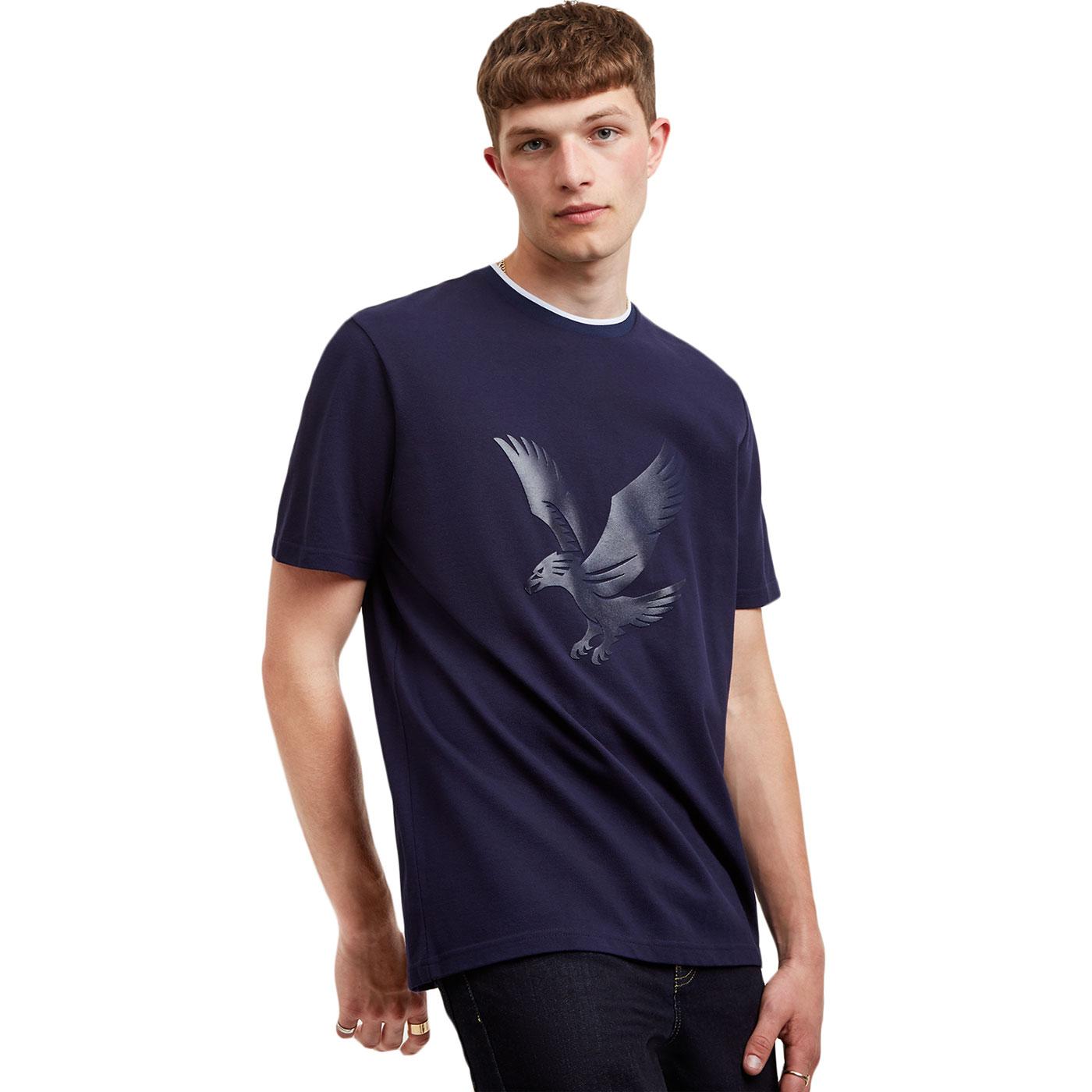 LYKE & SCOTT Retro Casuals Eagle Logo Pique Tee in Navy
