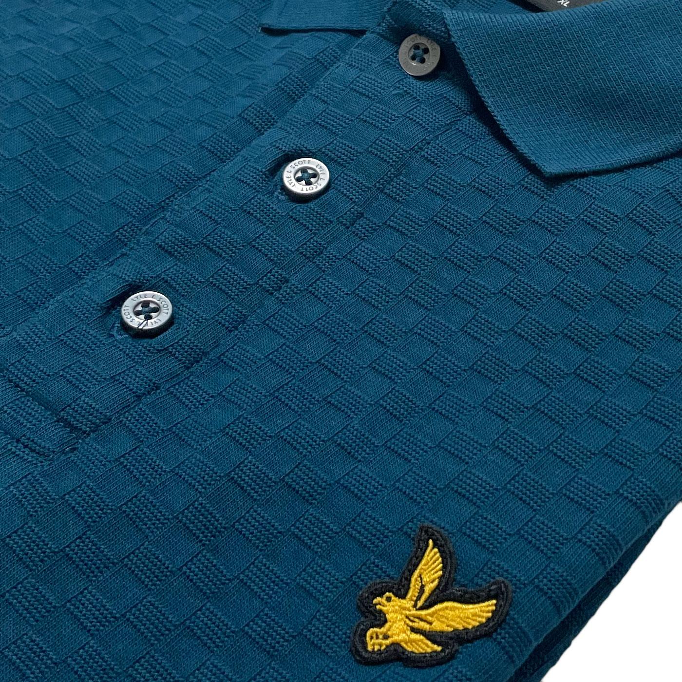 Lyle & Scott Retro Mod Grid Texture Polo Shirt in Apres Navy