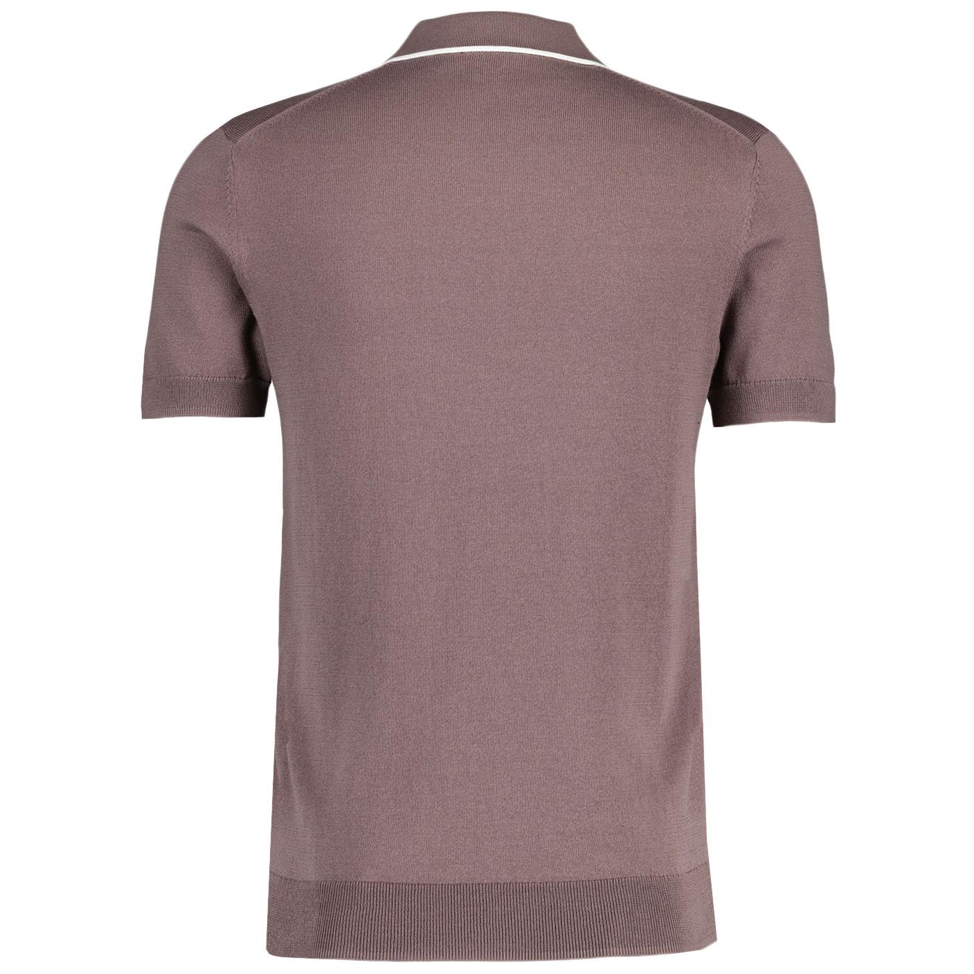 Lyle & Scott Tipped Open Collar Knitted Polo Shirt Plum Truffle