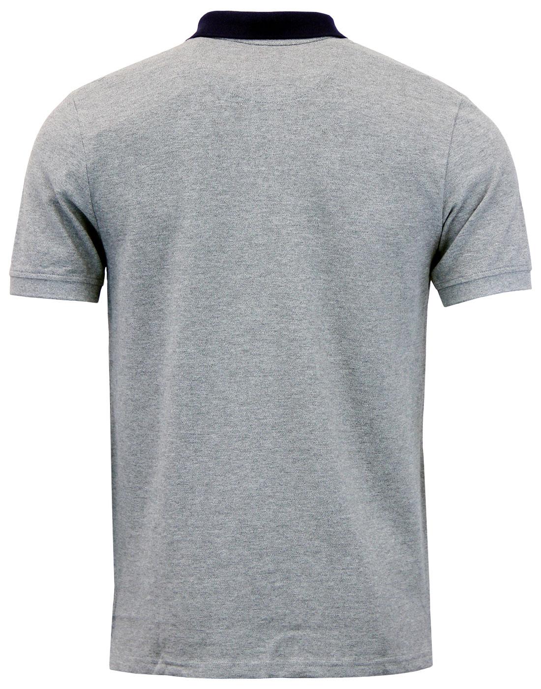 LYLE & SCOTT Retro Yoke Panel Pique Polo Shirt in Mid Grey Marl.