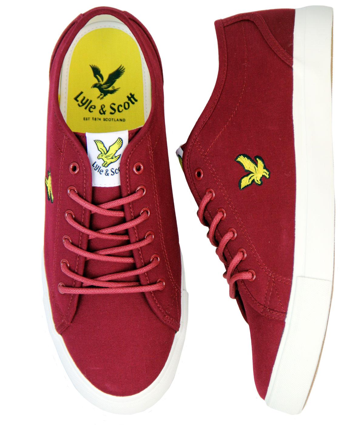LYLE & SCOTT Teviot Twill Retro 1970s Canvas Tennis Trainers Red