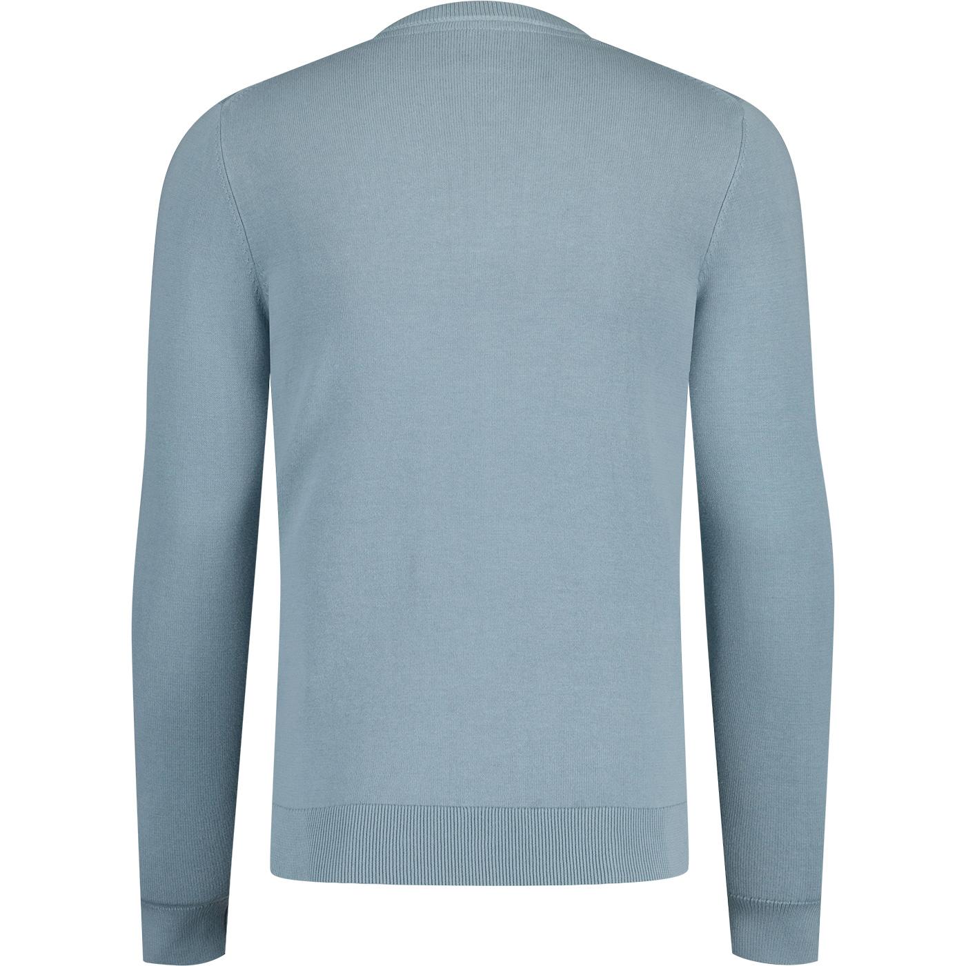 Lyle & Scott Retro Crew Neck Cotton Knitted Jumper Slate Blue