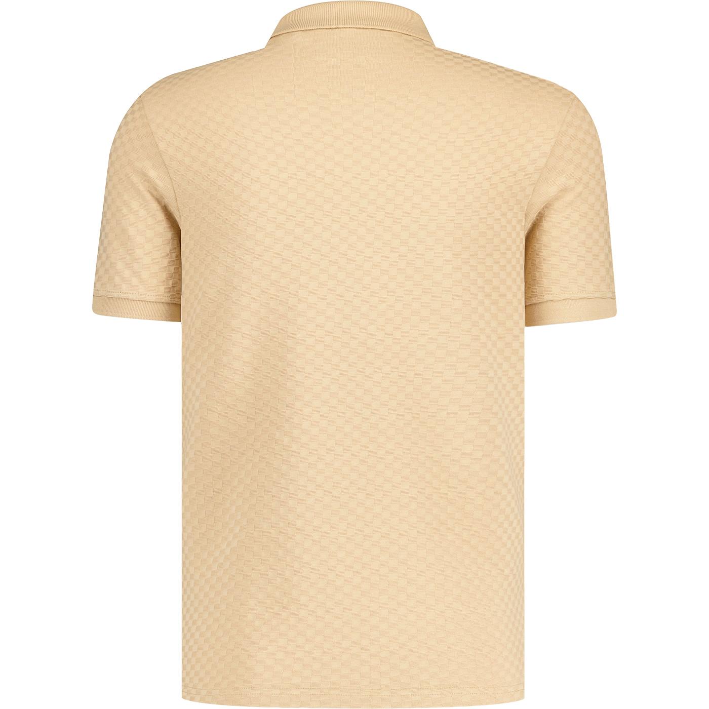 Lyle & Scott Retro Mod Grid Texture Polo Shirt Cairngorms Khaki