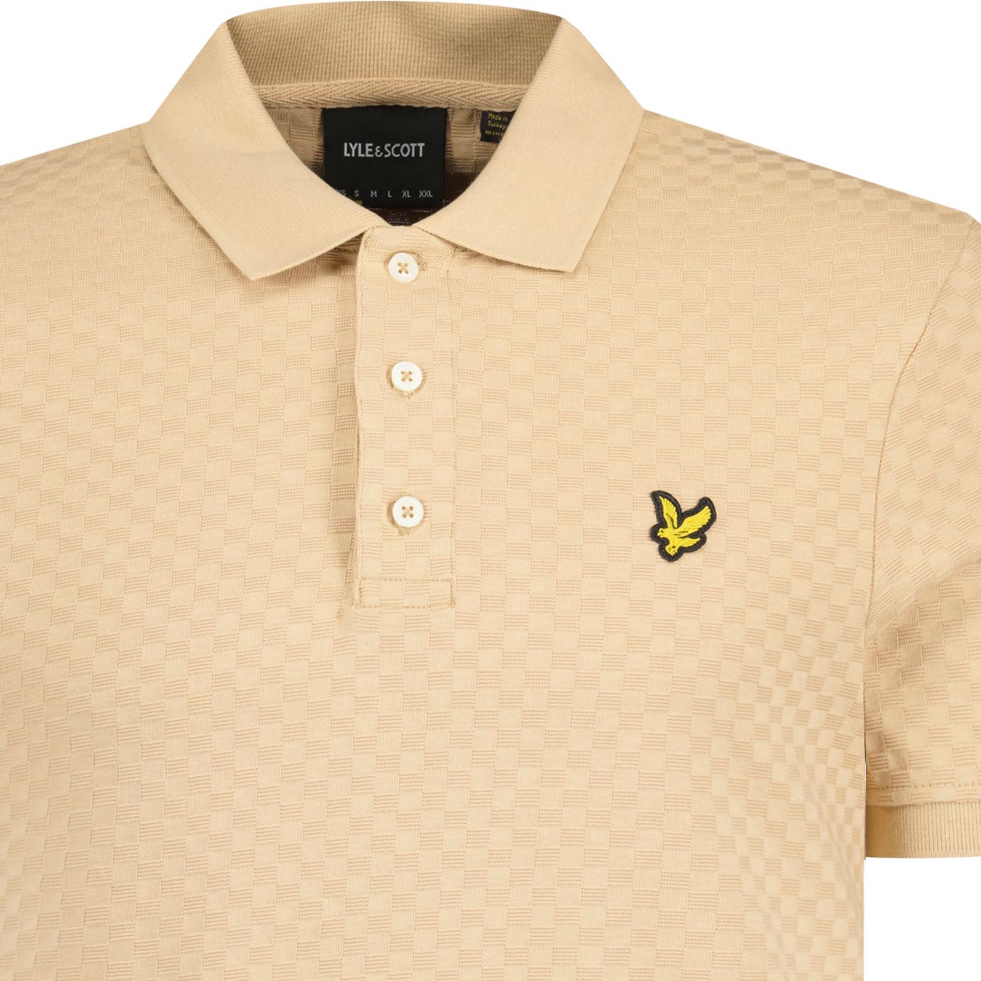 Lyle & Scott Retro Mod Grid Texture Polo Shirt Cairngorms Khaki