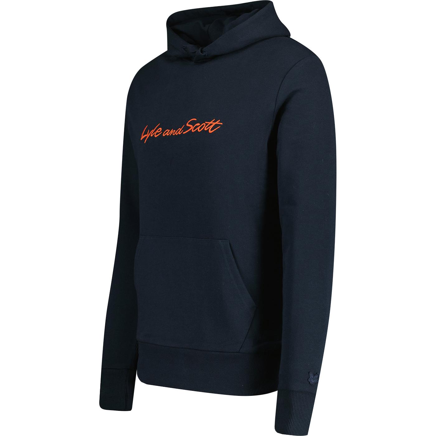 LYLE & SCOTT Retro Script Embroidery Terry Hoodie Dark Navy