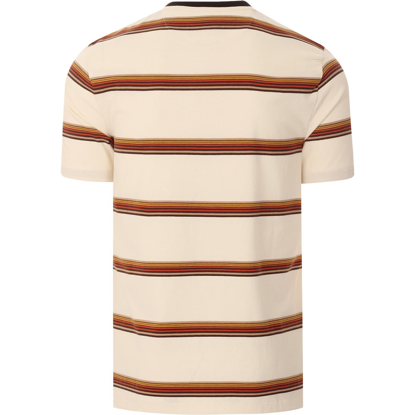 LYLE & SCOTT Retro 70s Multi Stripe T-shirt in Vanilla Ice