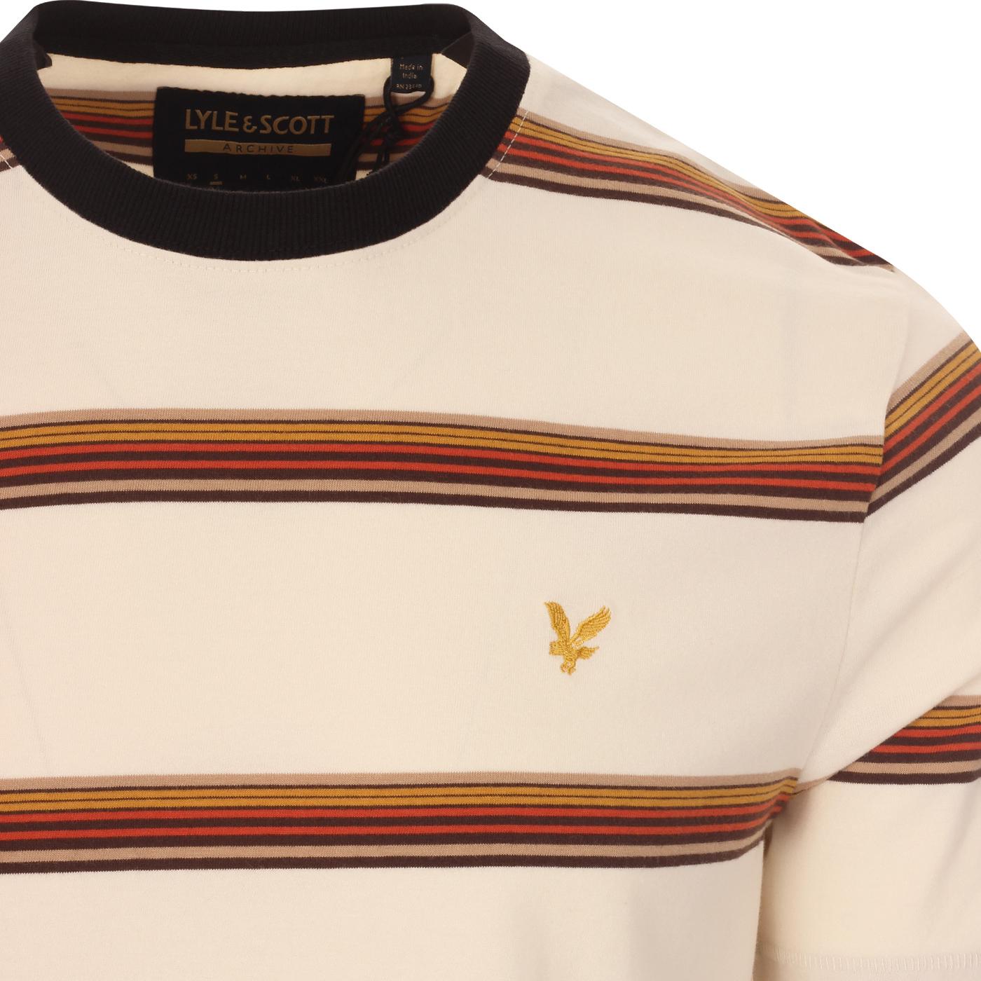 LYLE & SCOTT Retro 70s Multi Stripe T-shirt in Vanilla Ice