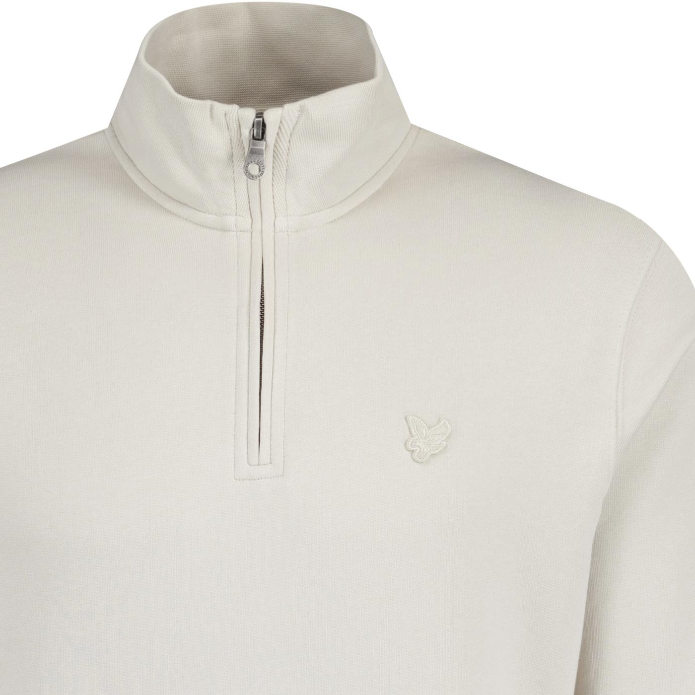 Lyle & Scott Tonal Eagle Loopback Cotton Zip Sweatshirt in Cove