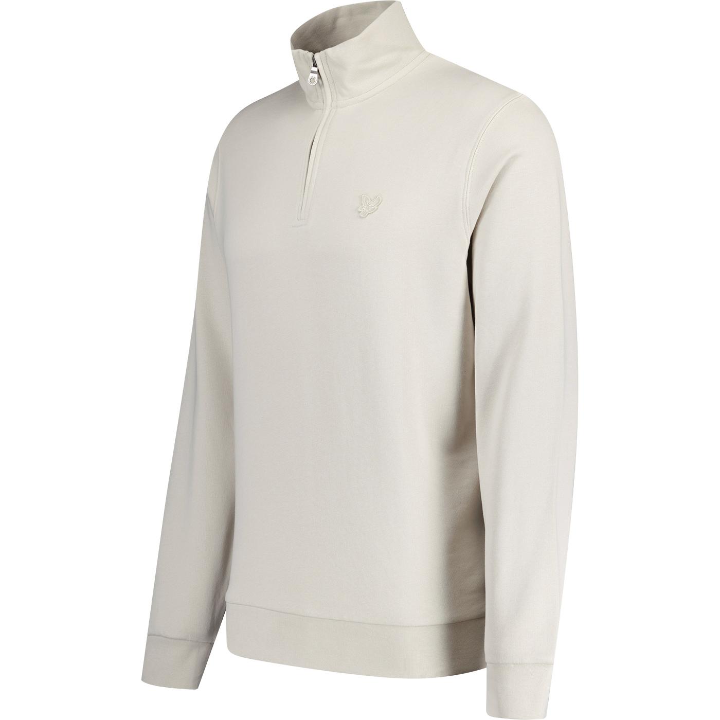 Lyle & Scott Tonal Eagle Loopback Cotton Zip Sweatshirt in Cove