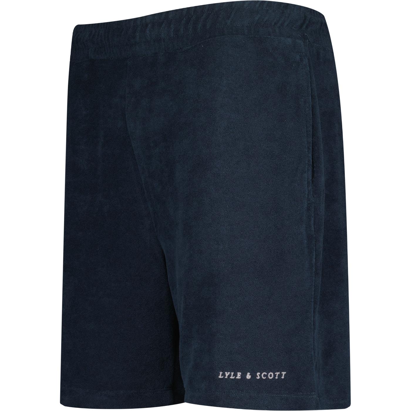 Lyle & Scott Men's Retro Cotton Blend Towelling Shorts in Navy
