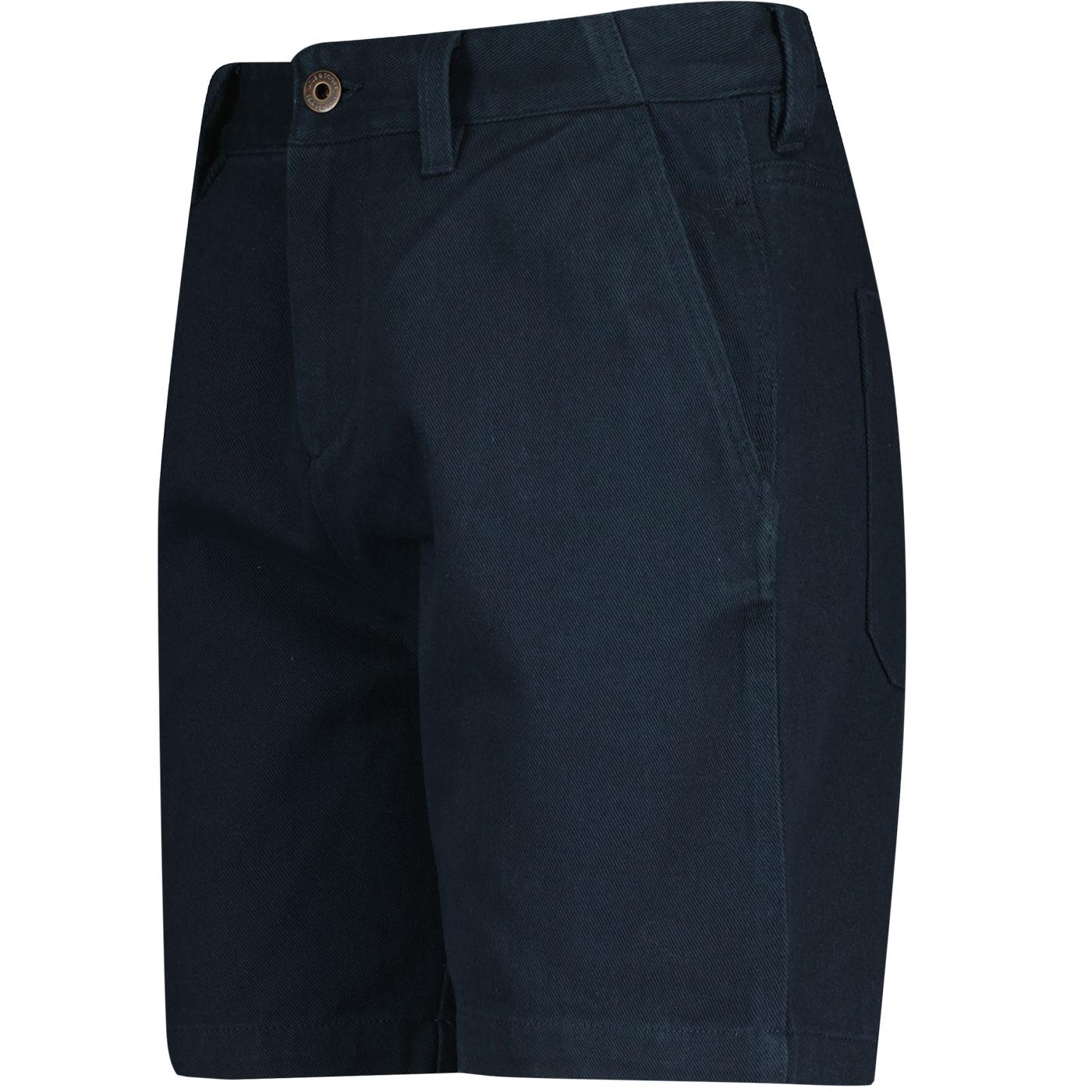 LYLE & SCOTT Retro 90s cotton Twill zip fly Shorts in Dark Navy