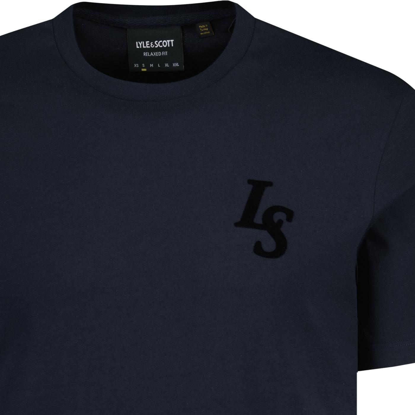 Lyle & Scott Retro Varsity Club Emblem BCI Cotton Tee in Navy