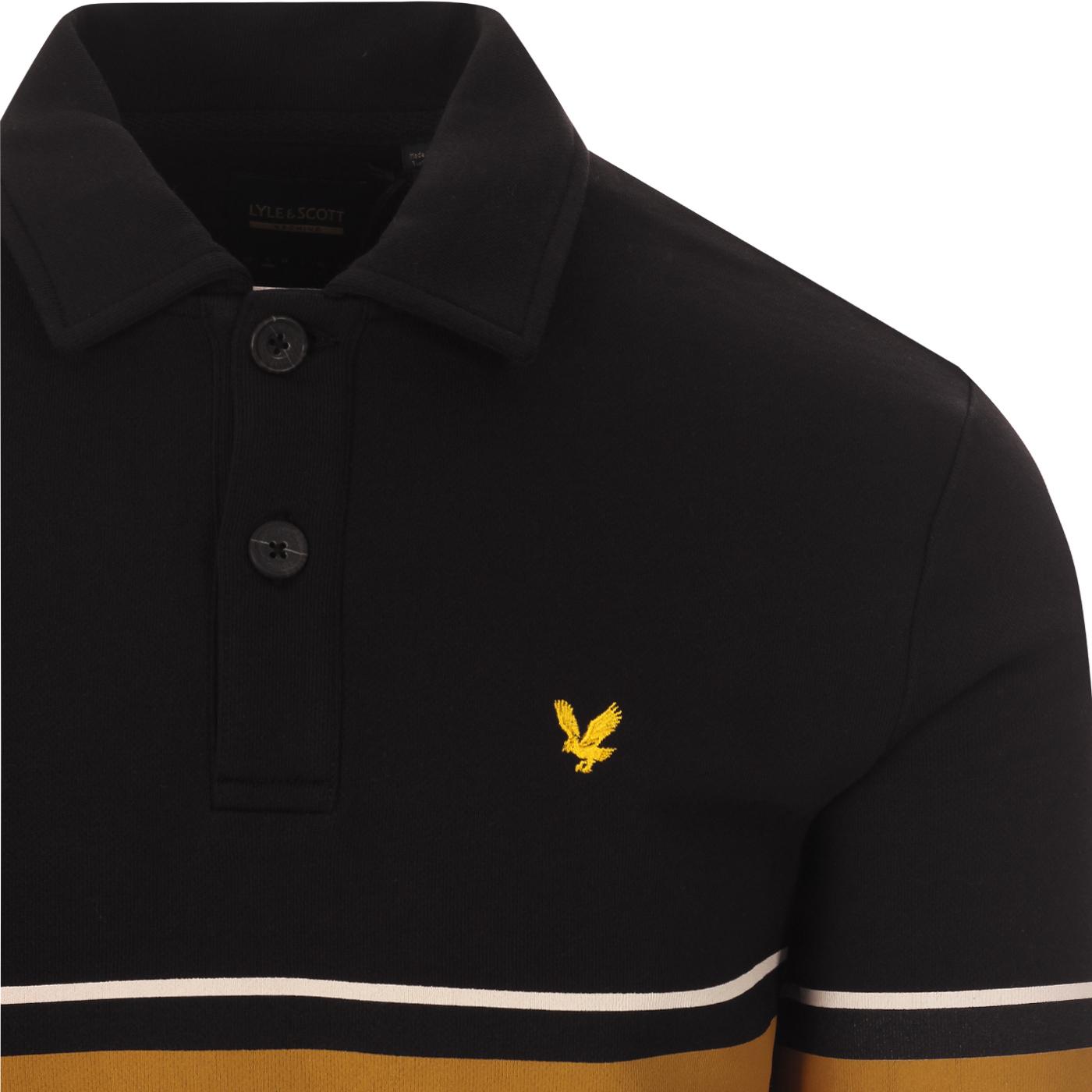 LYLE & SCOTT Retro Mod Stripe Panel Rugby Shirt True Black