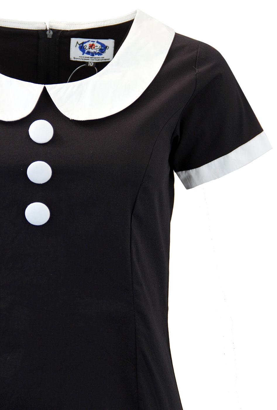 Madcap England Domino Retro 60s Mod Peter Pan Collar Dress Black