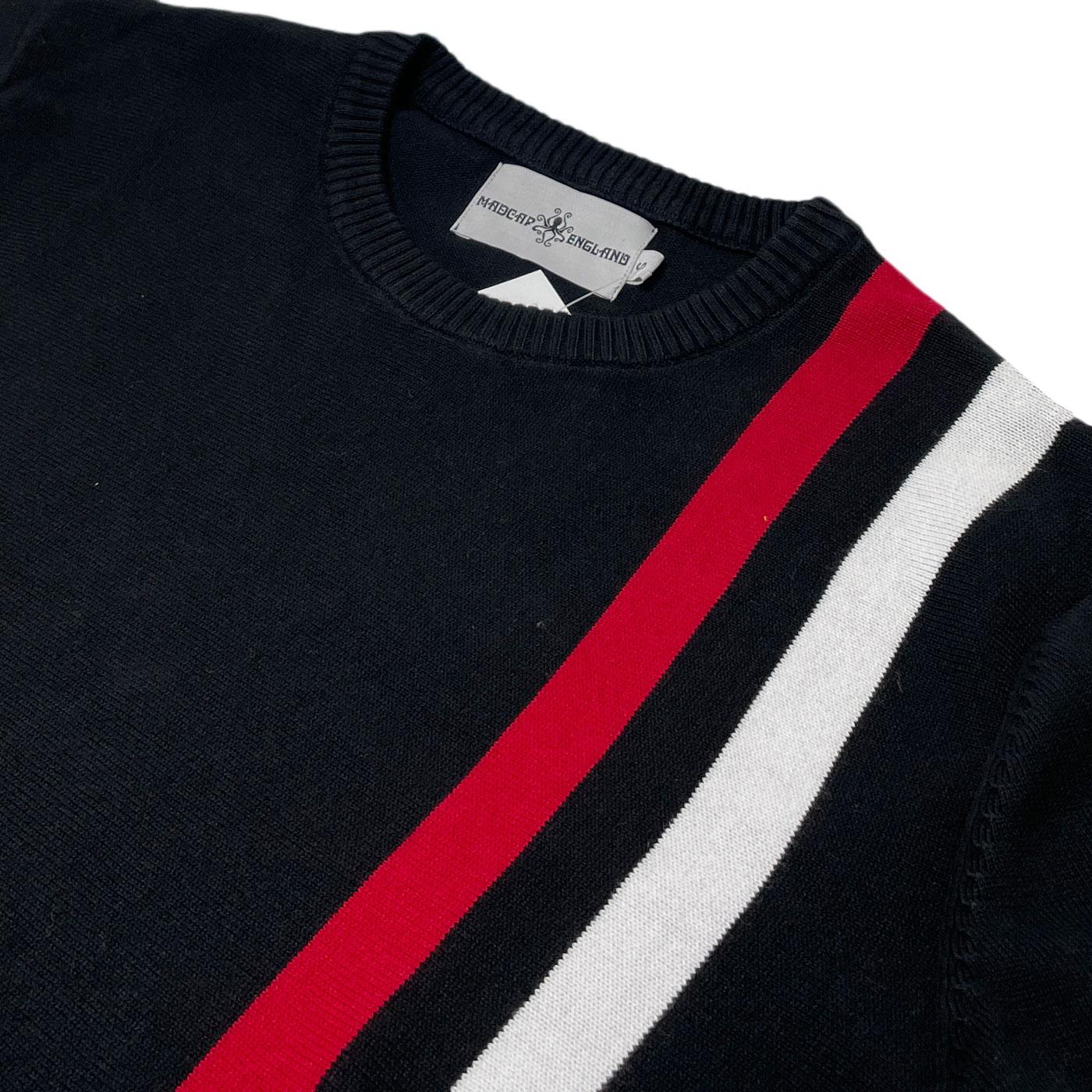 MADCAP ENGLAND Action Retro 60s Mod Racing Jumper in Black