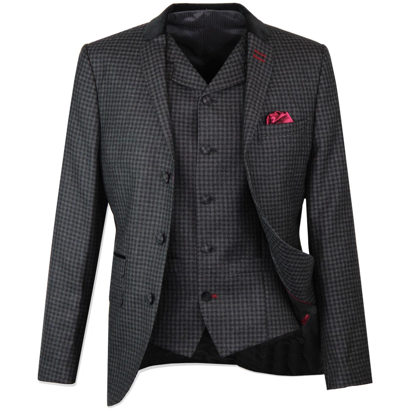 MADCAP ENGLAND Cord Collar Gingham Check Suit Jacket