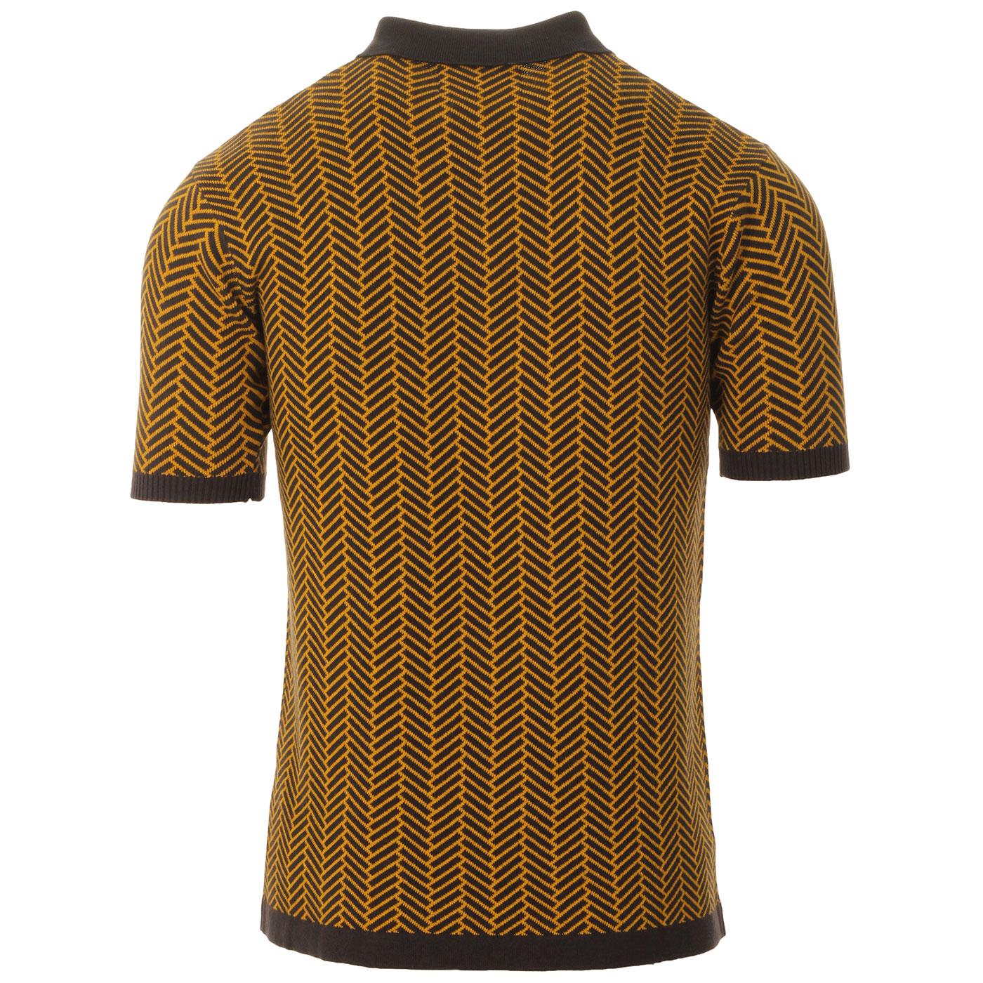Mojo MADCAP ENGLAND Mod Chevron Dash Knitted Polo Top
