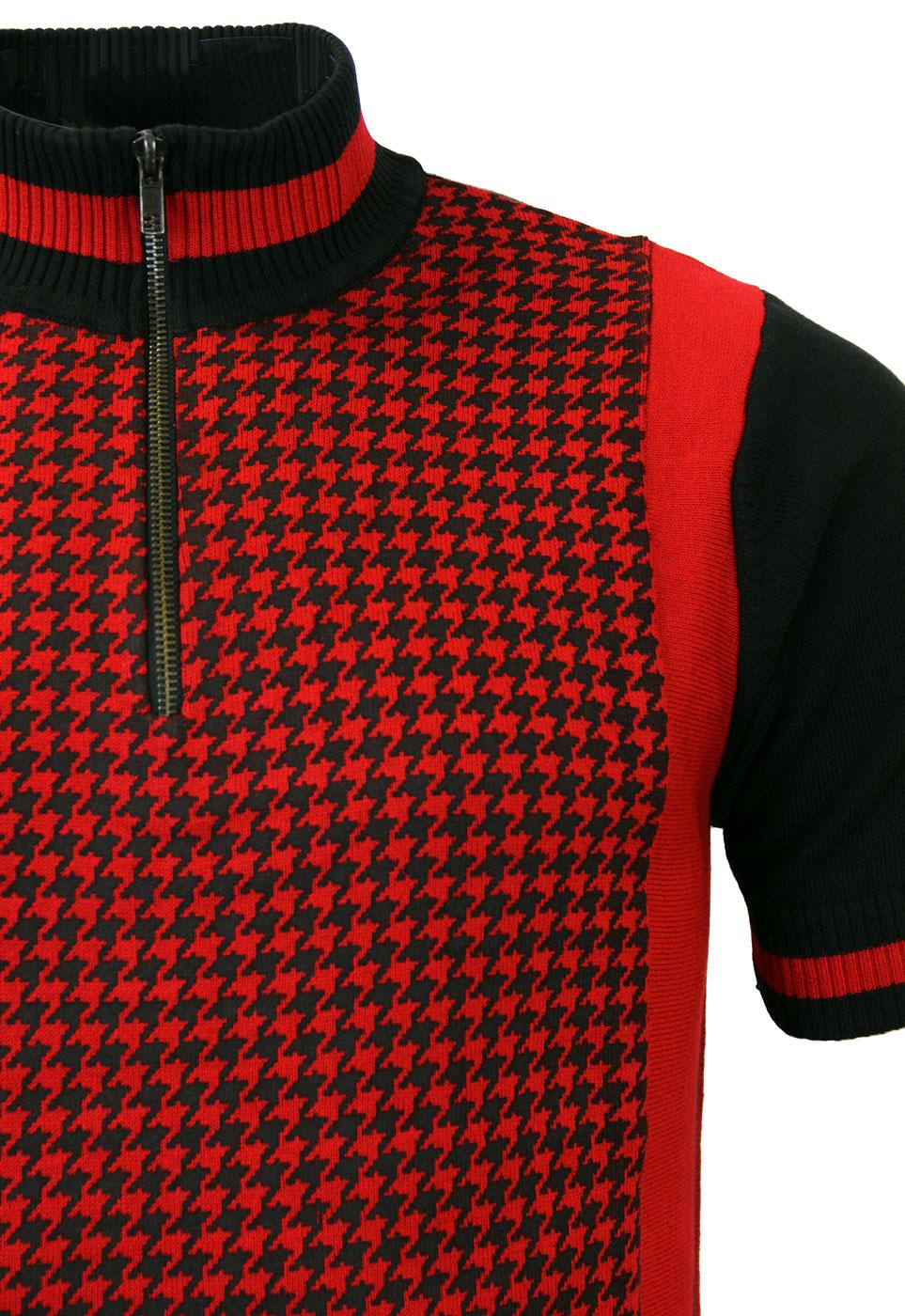 MADCAP ENGLAND Roue Retro Mod Dogtooth Knit Cycling Top Red