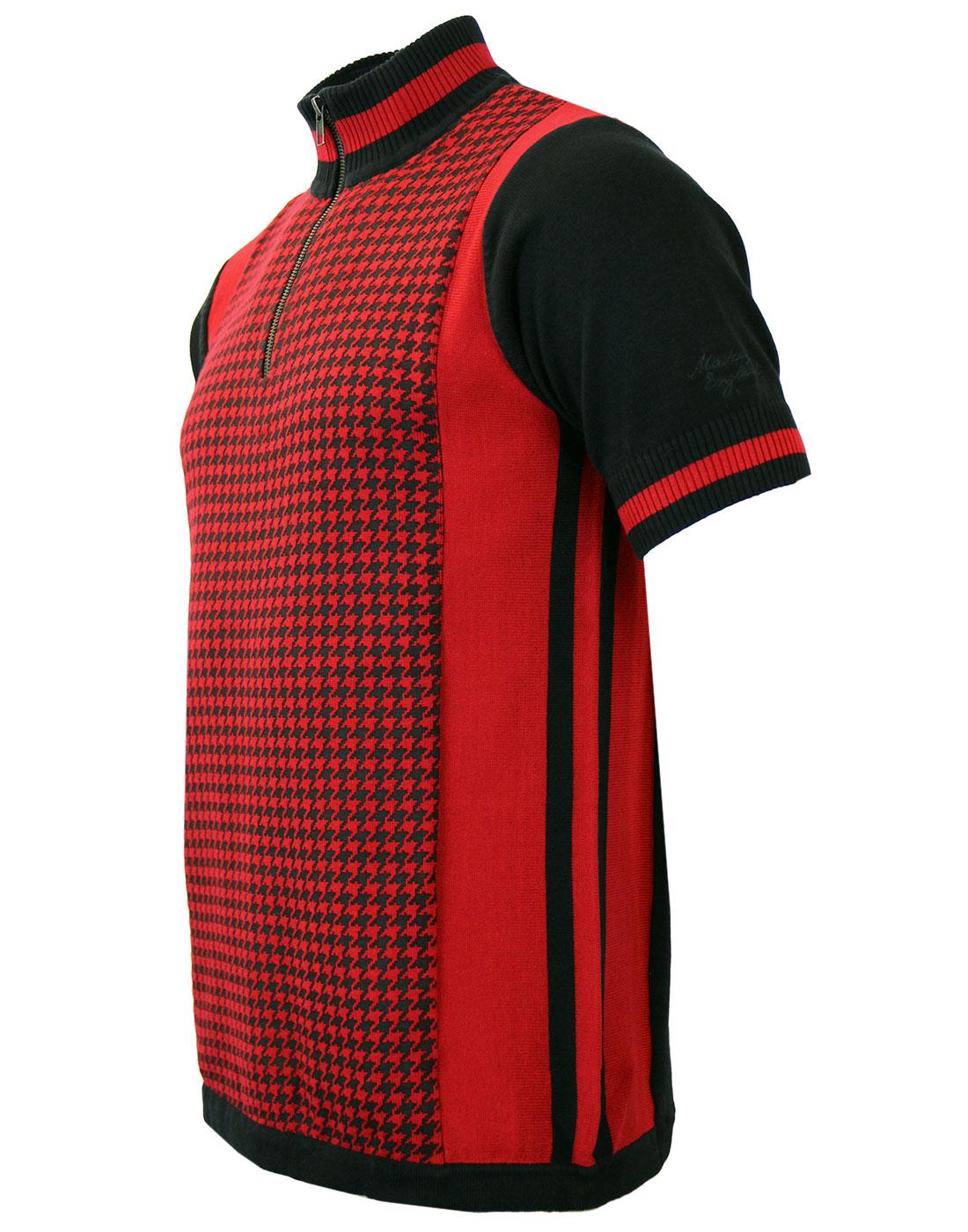 MADCAP ENGLAND Roue Retro Mod Dogtooth Knit Cycling Top Red