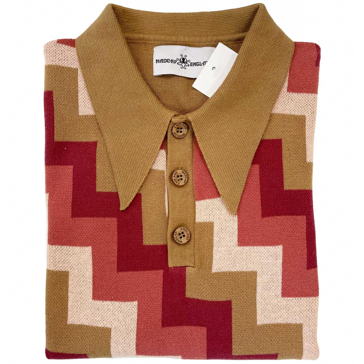 Step On Madcap England Retro 70s Step Jacquard Polo in Fall Leaf