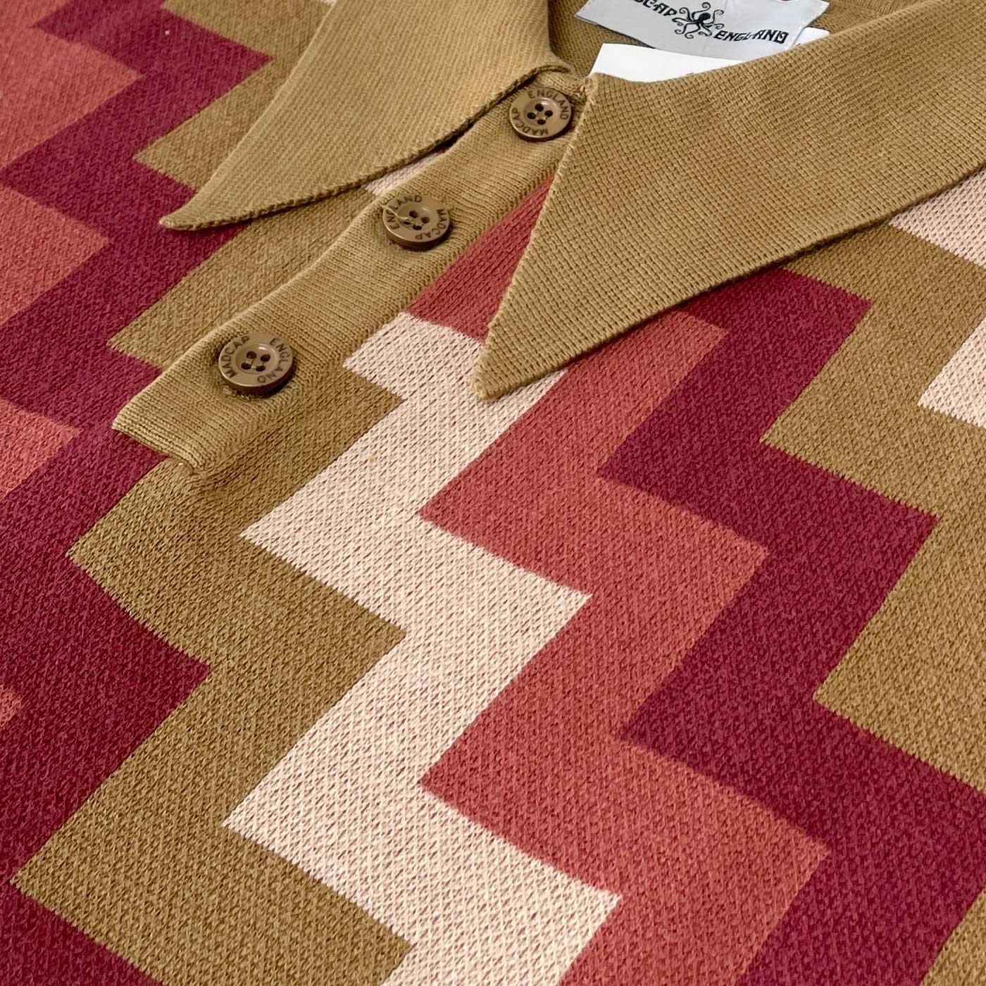 Step On Madcap England Retro 70s Step Jacquard Polo in Fall Leaf
