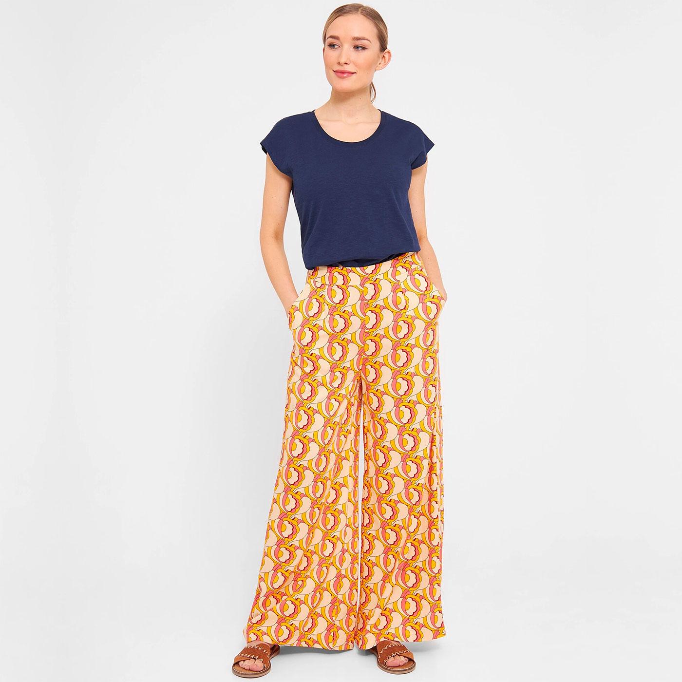 Mademoiselle YeYe Retro Magic Moving Trousers in Pink Yellow
