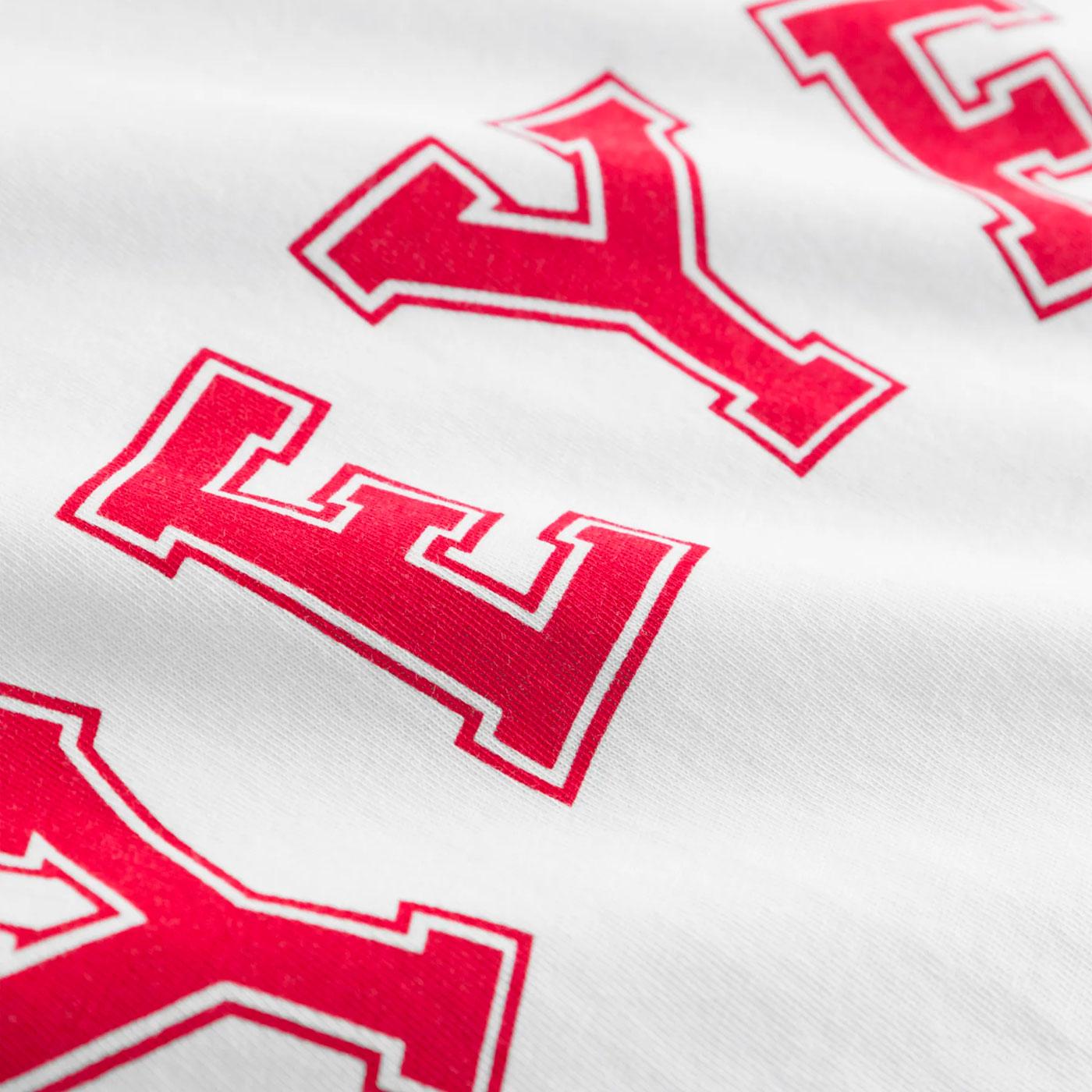 Mademoiselle Yeye Vintage Style Varsity T-Shirt in White/Red