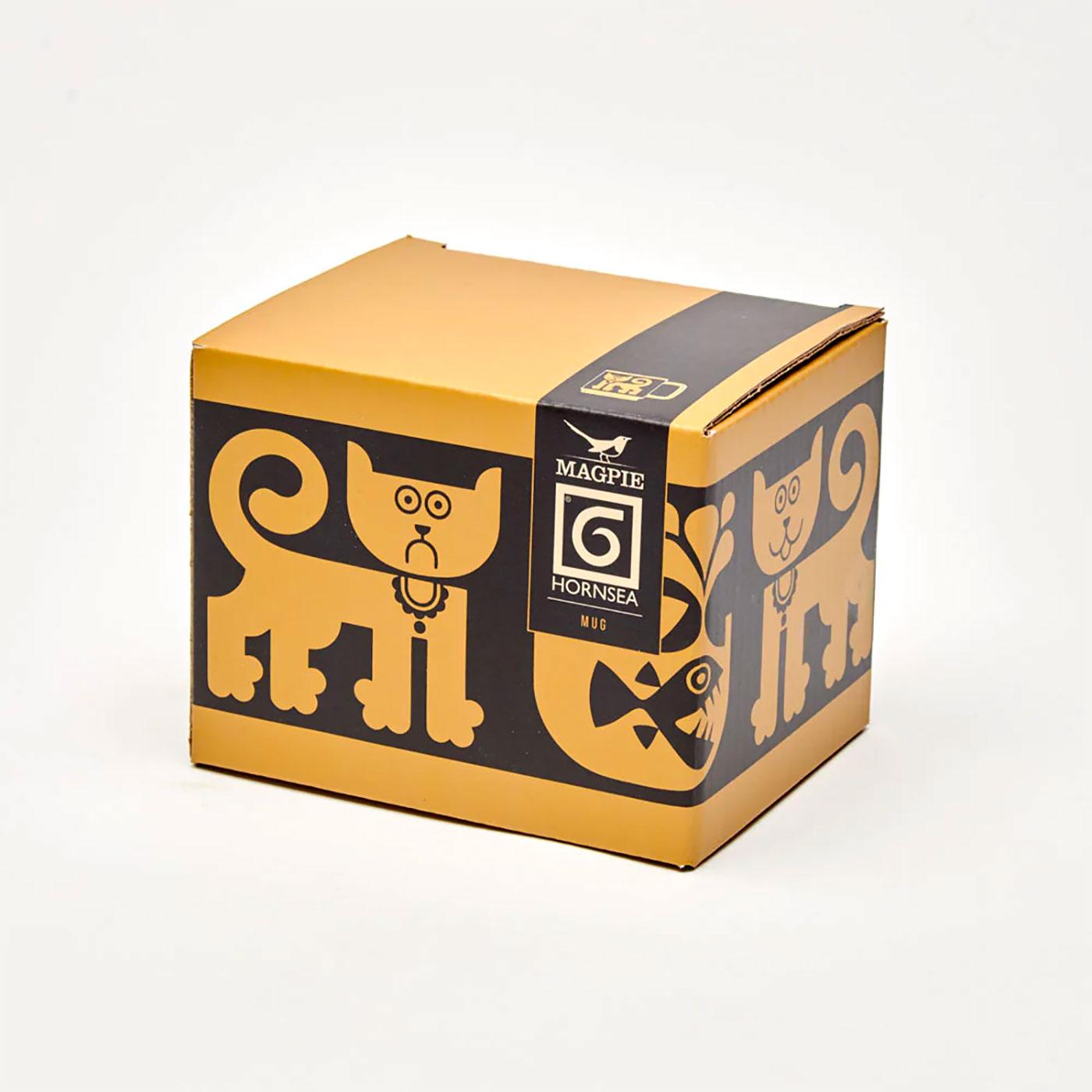 Magpie x Hornsea Pottery Retro Cat & Piranha Mug Chartreuse