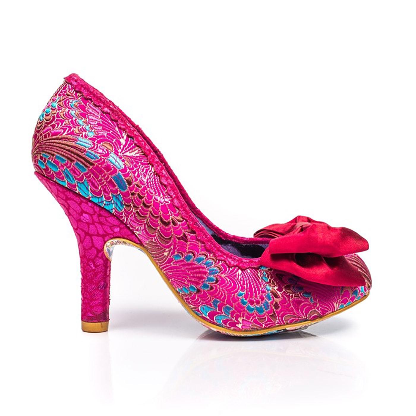 IRREGULAR CHOICE Mal E Bow Retro Embroidered Heels P