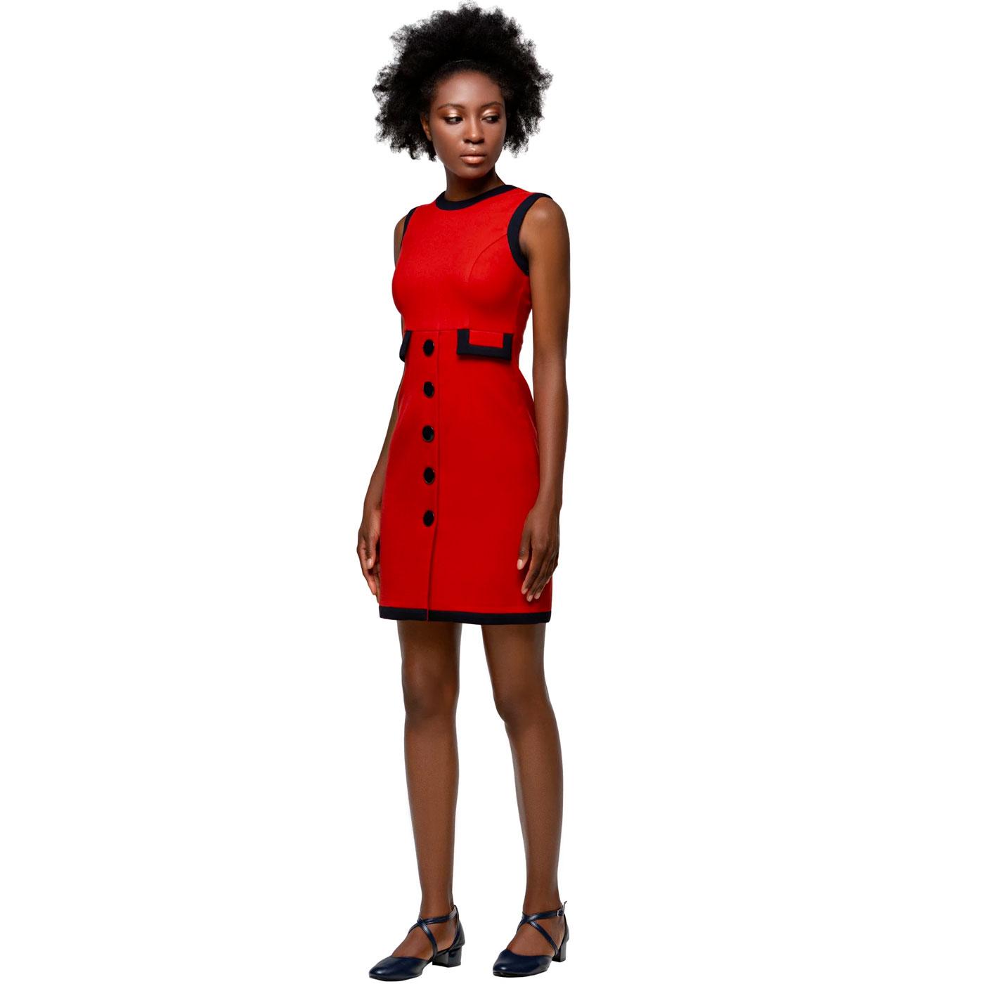 MARMALADE Retro 1960s Black Trim Red A-line Mod Dress