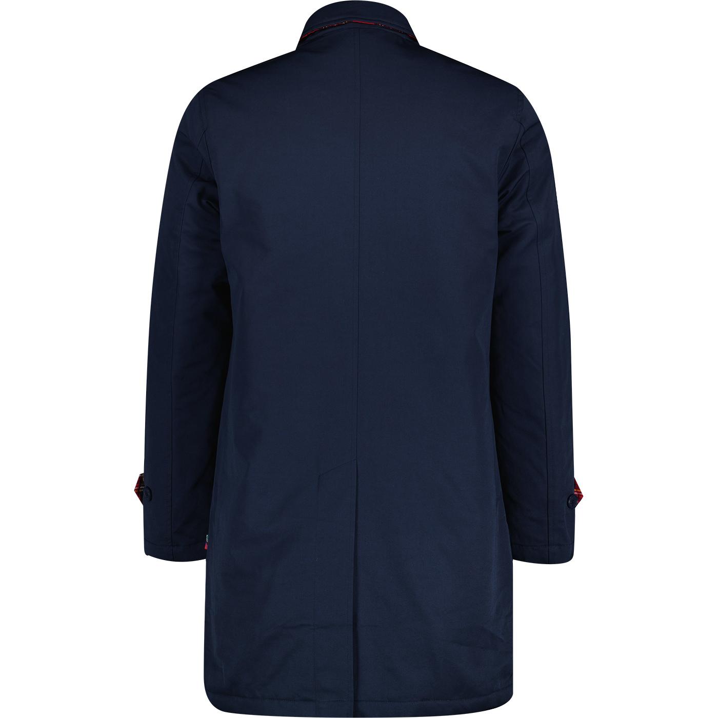 Armstrong Merc Retro Padded Mac Coat in Dark Blue
