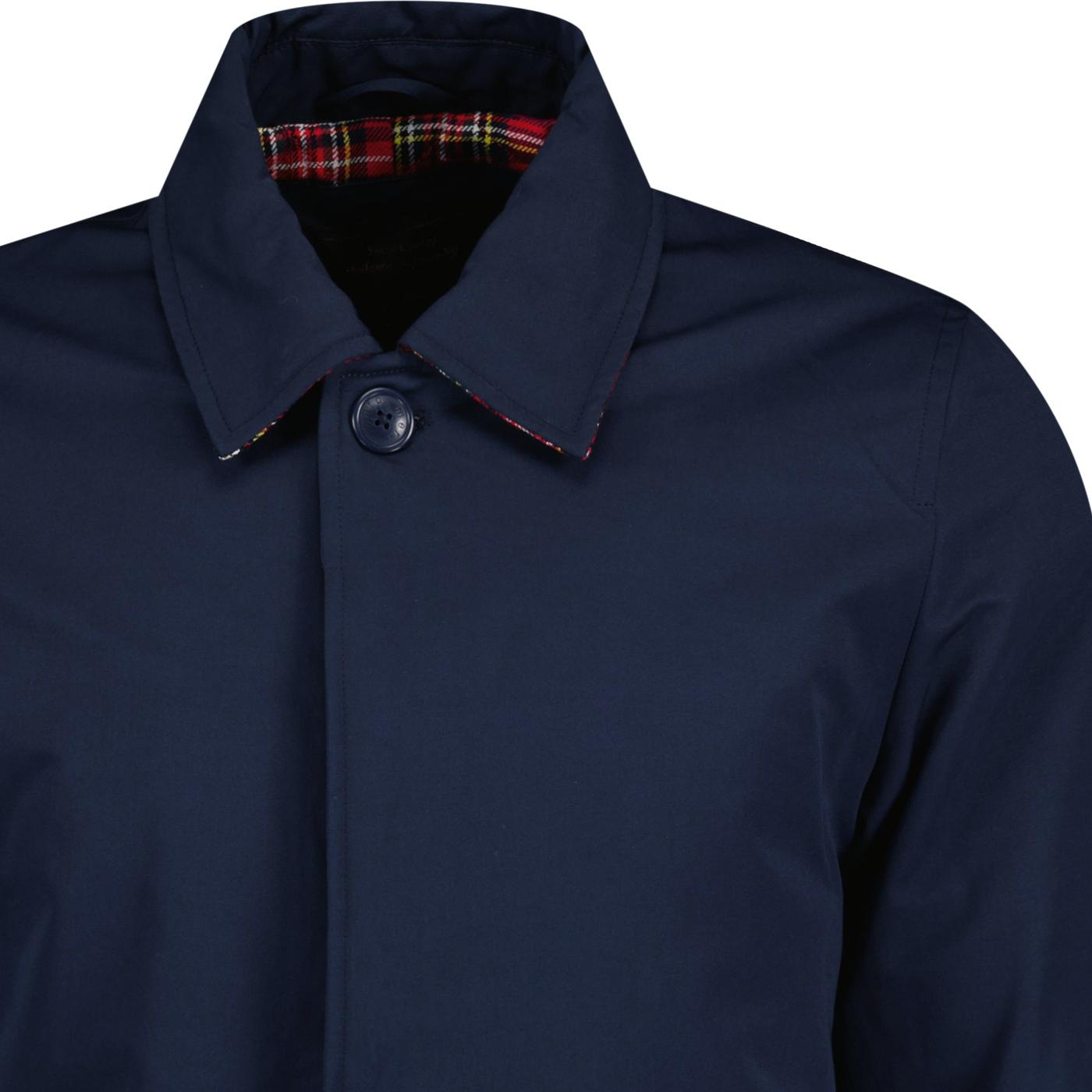 Armstrong Merc Retro Padded Mac Coat in Dark Blue