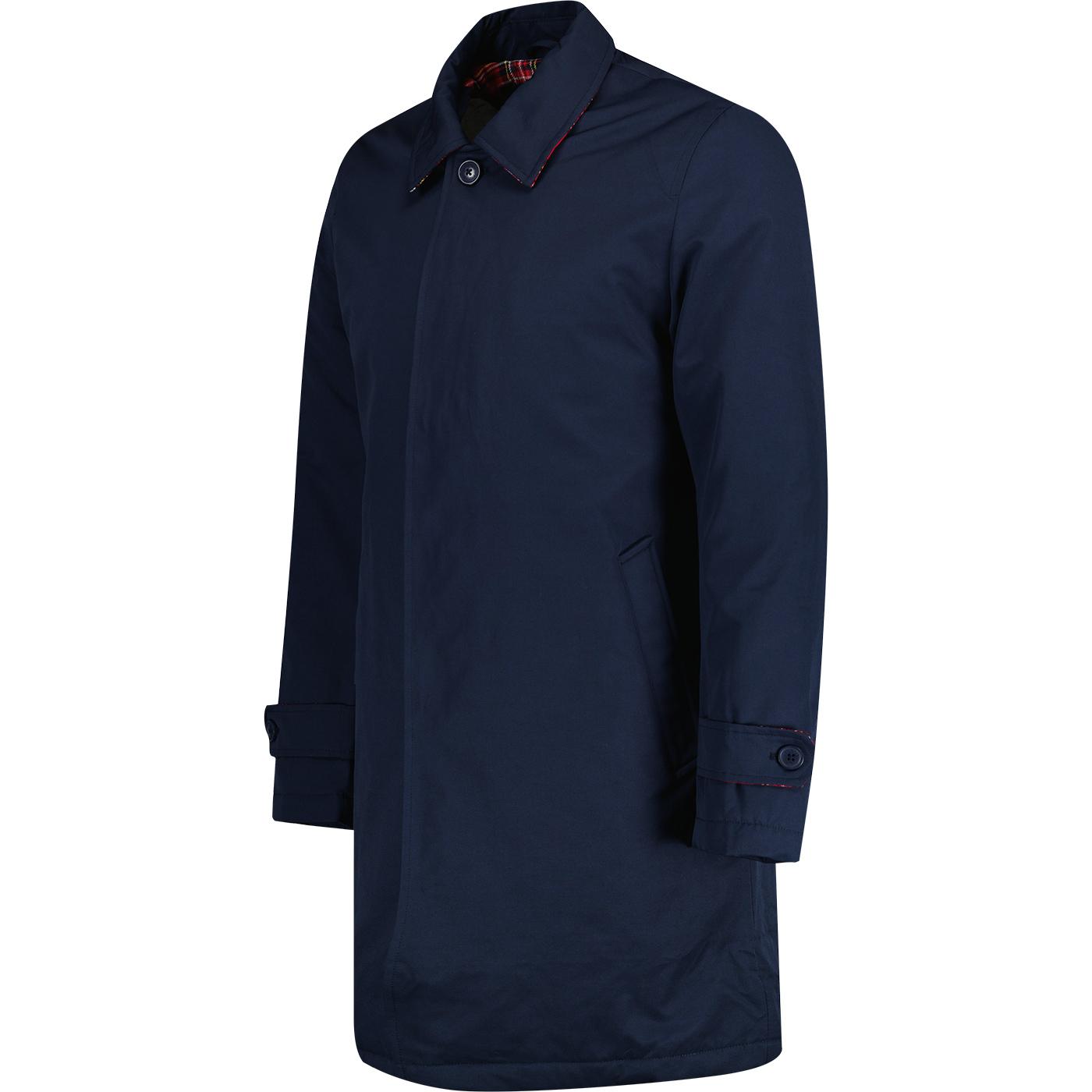 Armstrong Merc Retro Padded Mac Coat in Dark Blue