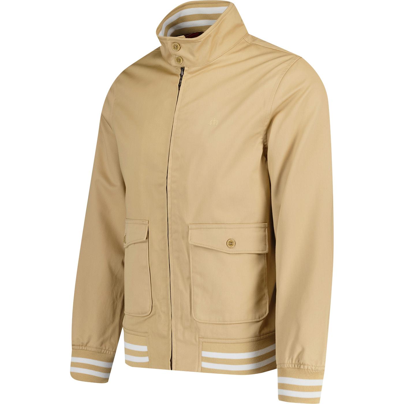 Merc clothing Dunston Retro Mod Tipped Harrington jacket in Tan