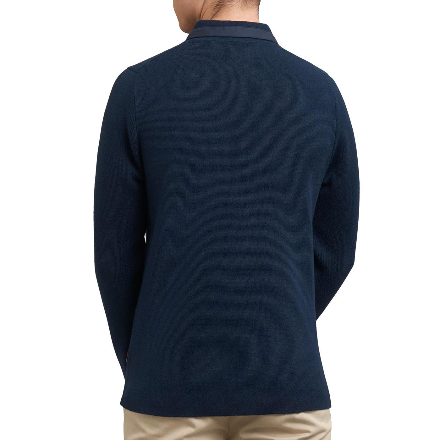 MERC 'Glover' Retro Mod Zip Through Knitted Cardigan in Navy