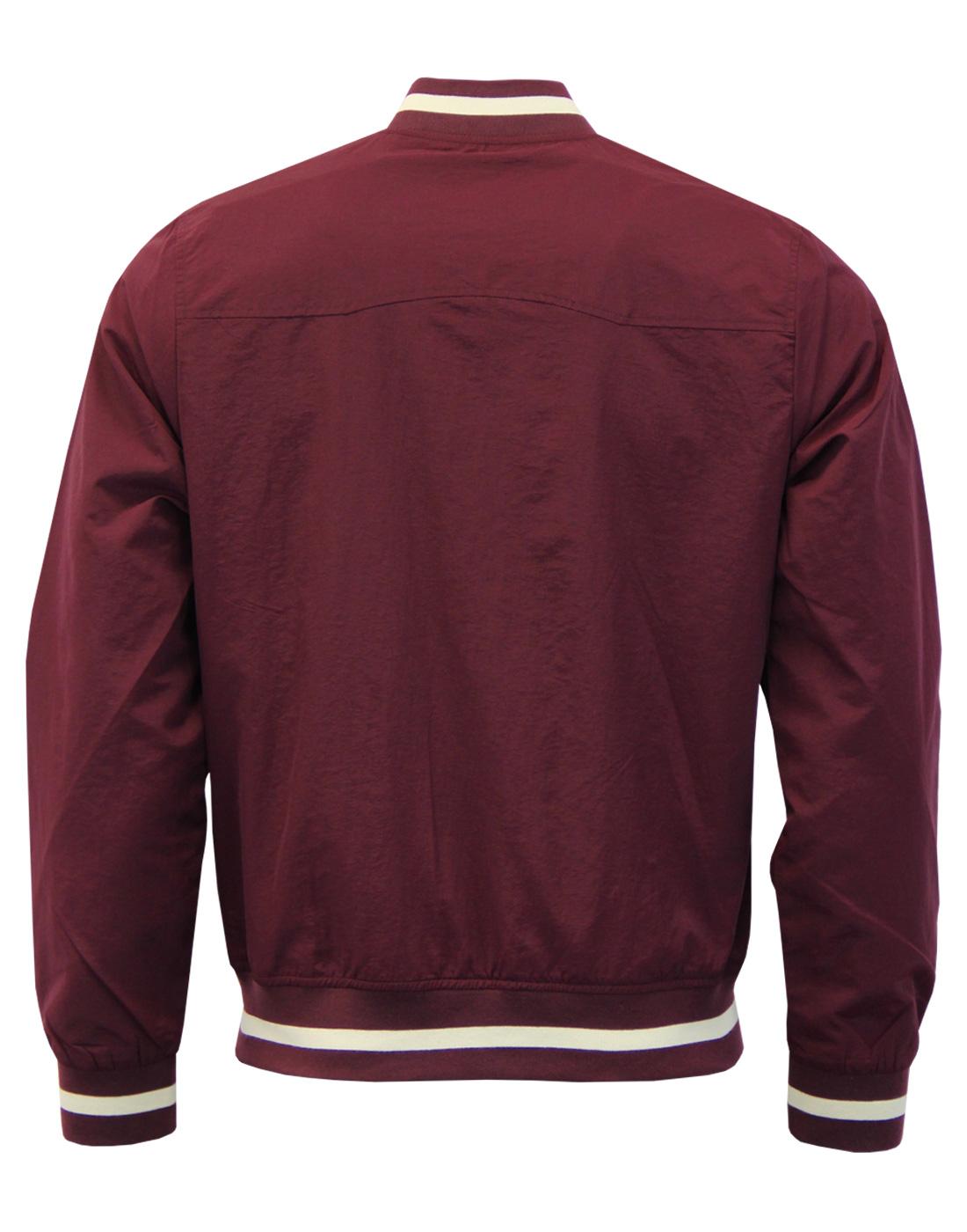 MERC Men's Retro Indie Mod Auto Stripe Trim Monkey Jacket in Wine