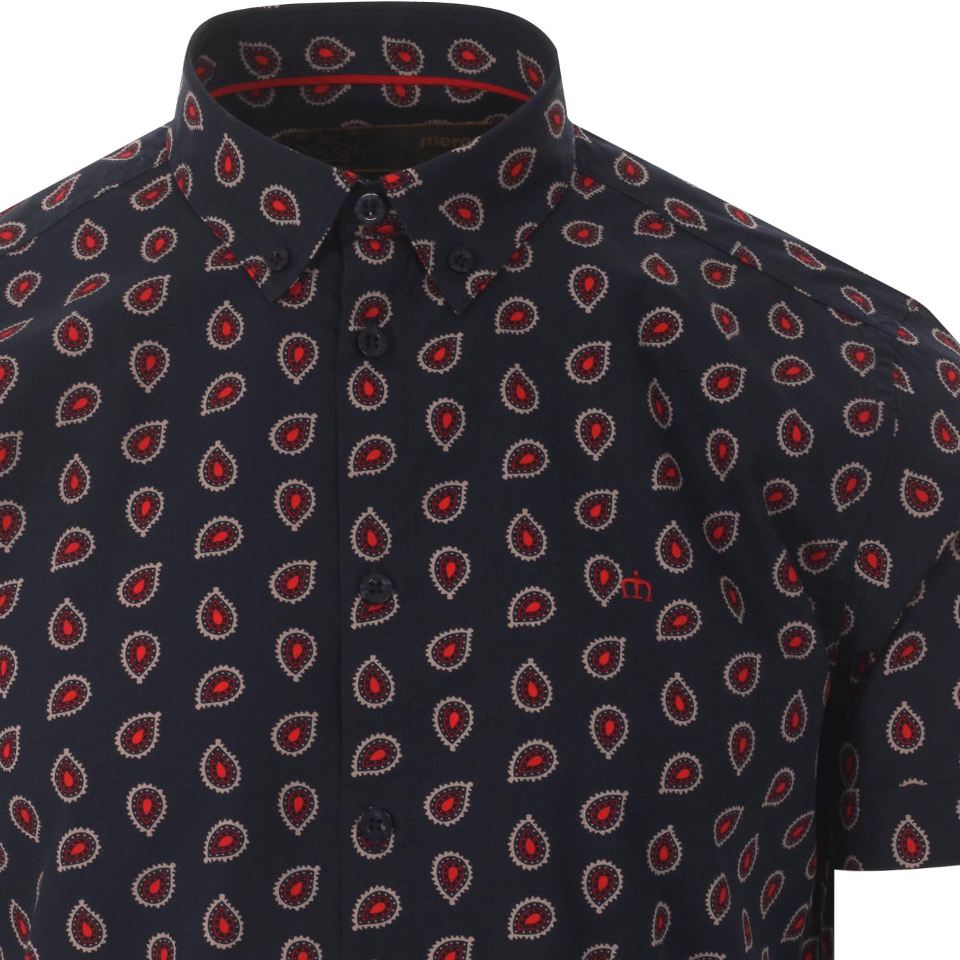 MERC Pickford Mod Paisley Button Down Short Sleeve Shirt