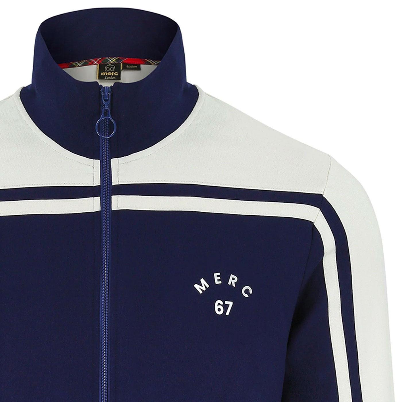 Merc Retro Vassar Archive Panelled Zip Track Jacket Dark Blue