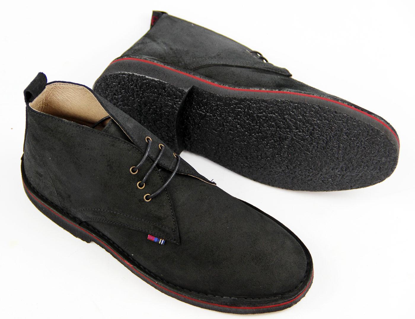 MERC Whitehall Retro 60s Mod Suede Desert Boots in Black