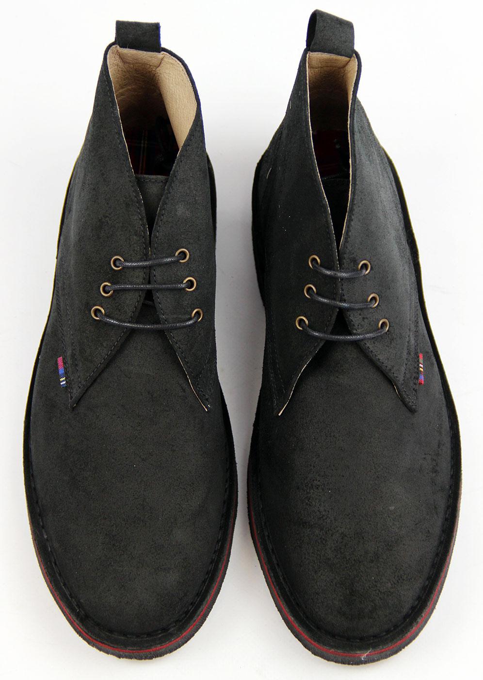 MERC Whitehall Retro 60s Mod Suede Desert Boots in Black