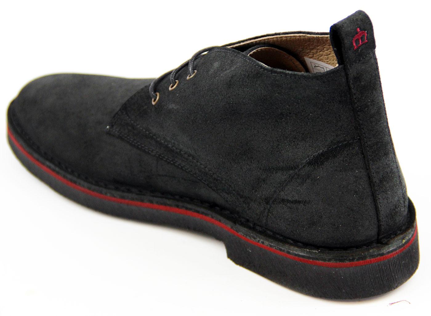 MERC Whitehall Retro 60s Mod Suede Desert Boots in Black