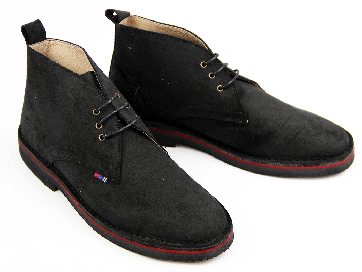 MERC Whitehall Retro 60s Mod Suede Desert Boots in Black