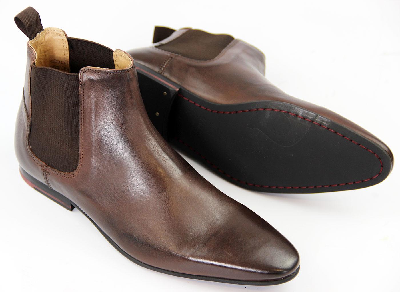MERC Kensington Retro 60s Mod Chelsea Boots Drak Brown