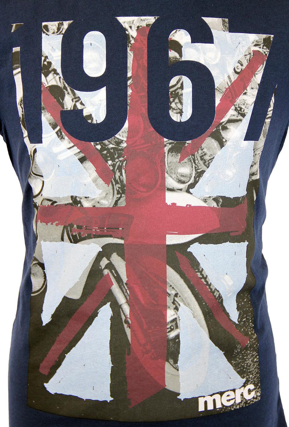 MERC Alston Retro Indie Mod Union Jack 1967 T-shirt in Navy